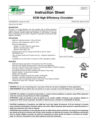 Taco Comfort Solutions 007e-f4 00e Series Cast Iron ECM High-Efficiency ...