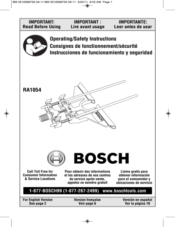 Bosch RA1054 Deluxe Router Edge Guide Accessory User guide | Manualzz