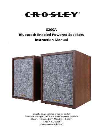Crosley S200A-BK S200 Stereo Powered Speakers Instructions | Manualzz
