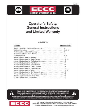 EDCO 56600-K MAGNA TRAP 10 in. TURBO GRINDER User guide | Manualzz
