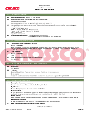 Crossco RS060-4 ES-2000 Elastomeric Roof Primer- 1 Gal. Specification ...