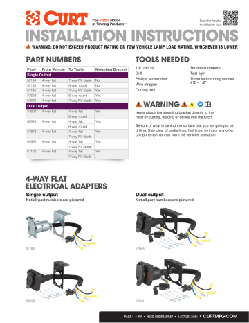 CURT 57102 Dual-Output Adapter installation Guide | Manualzz