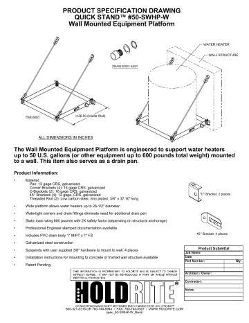 HOLDRITE 50-SWHP-W 50 gal. Galvanized Steel Water Heater Wall Mounted ...
