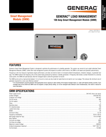 Generac 7006 100 Amp Smart Management Module Specification | Manualzz