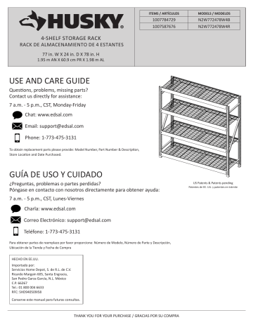 Husky N2W772478W4B 4-Tier Industrial Duty Steel Freestanding Garage ...
