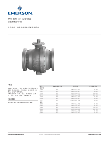 KTM Series E01 Trunnion Mounted Ball Valve, ZH 取扱説明書 | Manualzz