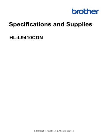 Brother HL-L9410CDN Color Printer Specifications | Manualzz
