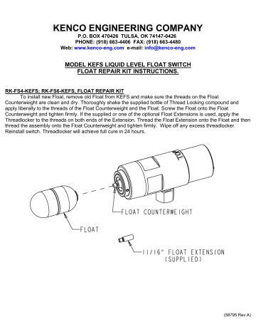 KENCO Engineering KEFS Electric Float Switch Installation Instructions ...
