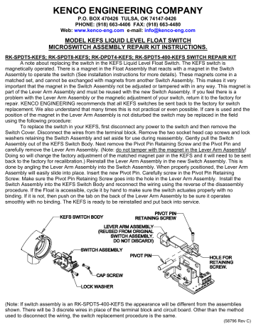 KENCO Engineering KEFS Electric Float Switch Installation Instructions ...