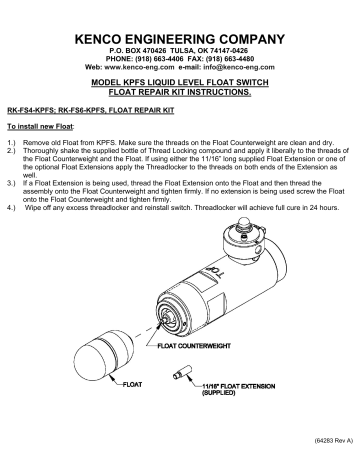 KENCO Engineering KPFS Pneumatic Float Switch Installation Instructions ...