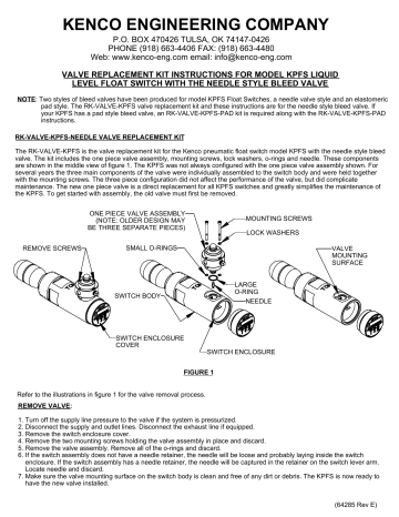 KENCO Engineering KPFS Pneumatic Float Switch Installation Instructions ...