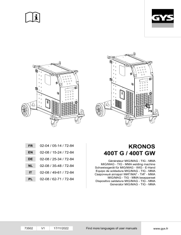 GYS KRONOS 400T G Bedienungsanleitung | Manualzz