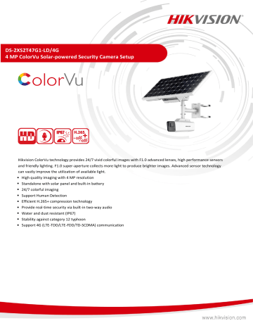 Hikvision DS-2XS2T47G1-LD/4G Network Camera Data Sheet | Manualzz