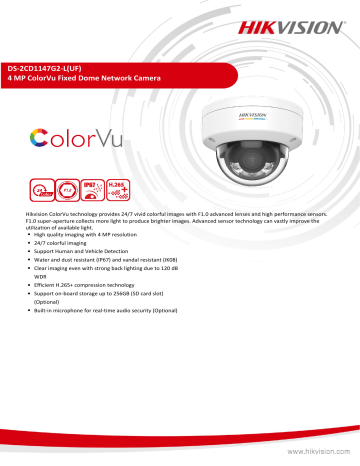 Hikvision DS-2CD1147G2-L(UF) Network Camera Data Sheet | Manualzz