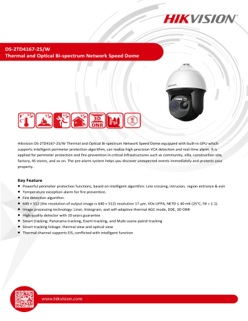 Hikvision DS-2TD4167-25/W Security Thermal Camera Data Sheet | Manualzz