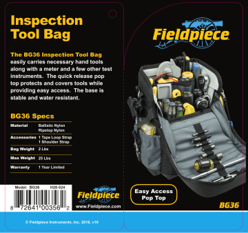 Fieldpiece BG36 Inspection Tool Bag User Manual | Manualzz