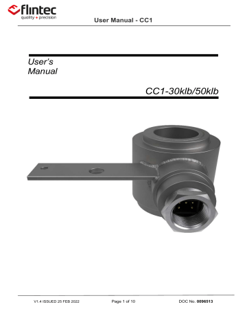 Flintec CC1 Compression Load Cell Manual | Manualzz