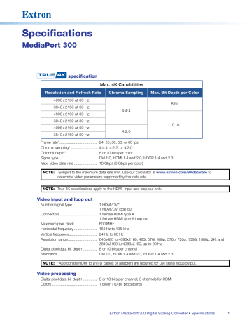 Extron MediaPort 300 Specifications | Manualzz