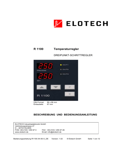 Elotech R 110, R 1100 Beschreibung Und Bedienungsanleitung | Manualzz