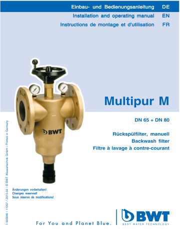 BWT Multipur 65 M Einbau- Und Bedienungsanleitung | Manualzz