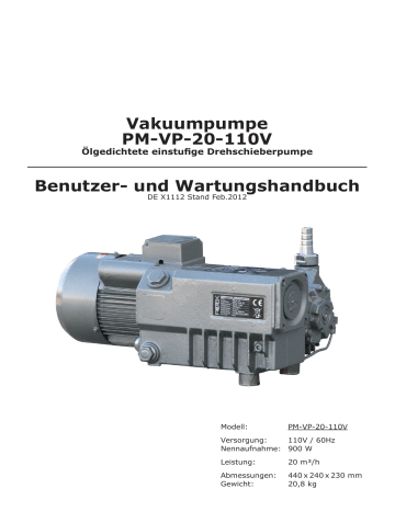 Rotek PM-VP-20-110V Benutzer- Und Wartungshandbuch | Manualzz