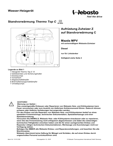 Webasto Thermo Top C Einbauanleitung | Manualzz