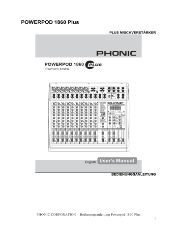 Phonic POWERPOD 1860 Plus Bedienungsanleitung | Manualzz