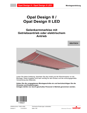 weinor Opal Design II Montageanleitung | Manualzz