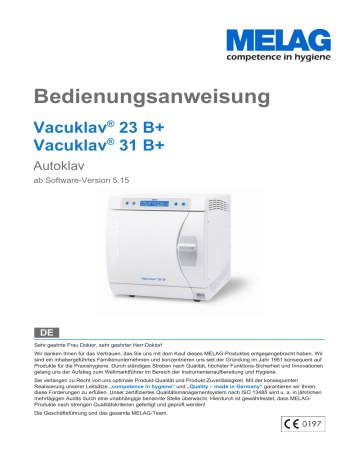 MELAG Vacuklav 23 B+, Vacuklav 31 B+ Bedienungsanweisung | Manualzz