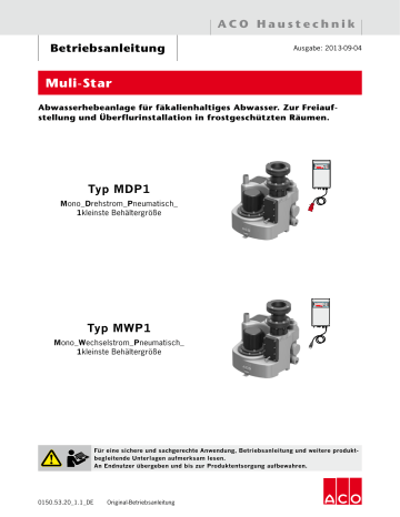 ACO Muli-Star MDP1, Muli-Star MWP1 Betriebsanleitung | Manualzz