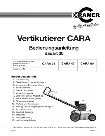 Cramer Cara 38 Bedienungsanleitung | Manualzz