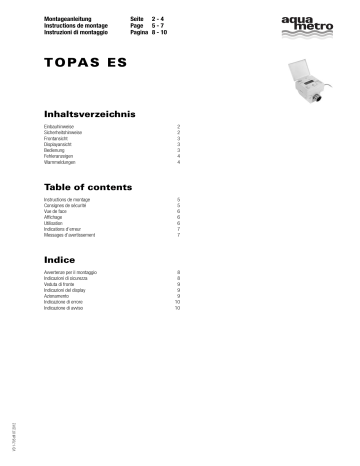 Aquametro TOPAS ES Serie Montageanleitung | Manualzz