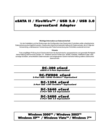 Dawicontrol DC-2480 eCard, DC-2640 eCard, DC-300 eCard Handbuch | Manualzz