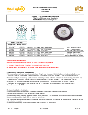 VitaLight POWER LED Bedienungsanleitung | Manualzz