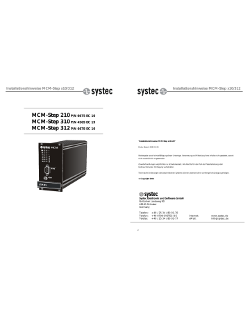 Systec MCM-Step 210 Installationshinweise | Manualzz