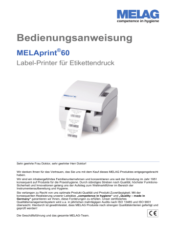 MELAG MELAprint 60 Handbuch | Manualzz