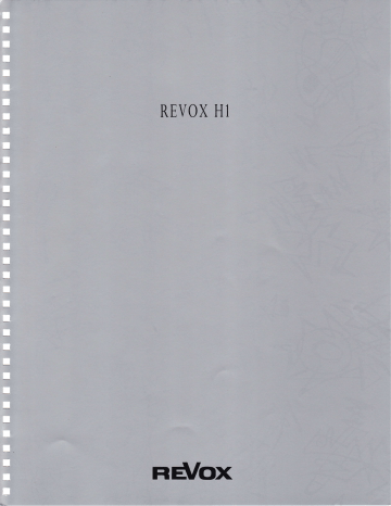 Revox H 1 Bedienungsanleitung | Manualzz