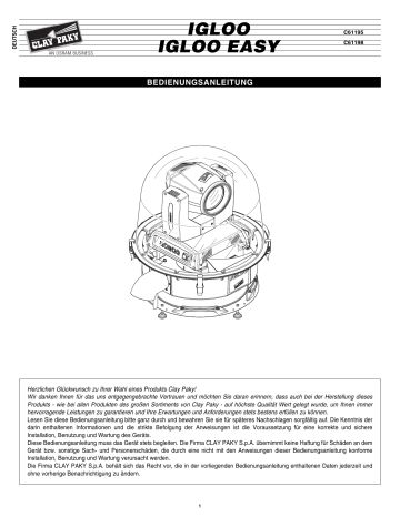 Clay Paky IGLOO EASY C61198 Bedienungsanleitung | Manualzz