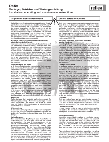 Reflex REFIX Montageanleitung | Manualzz