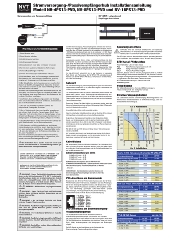 NVT NV-16PS13-PVD Installationsanleitung | Manualzz