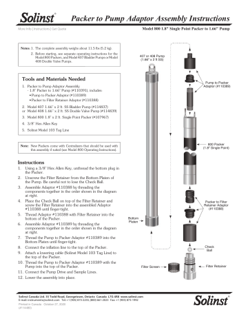 Solinst 800 Low-Pressure Packers Instructions | Manualzz