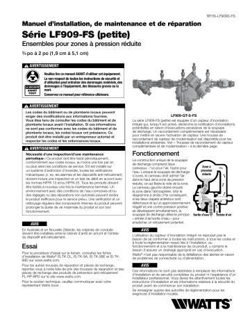 Watts LF909-FS Small Guide d'installation | Manualzz