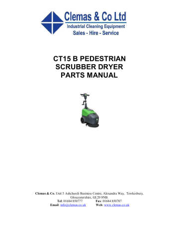 Clemas & Co CT15 ECS Pedestrian Scrubber Dryer Parts Manual | Manualzz