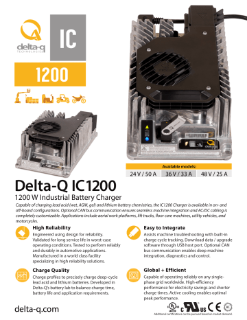 PowerBoss IC1200 Charger Specification Sheet | Manualzz