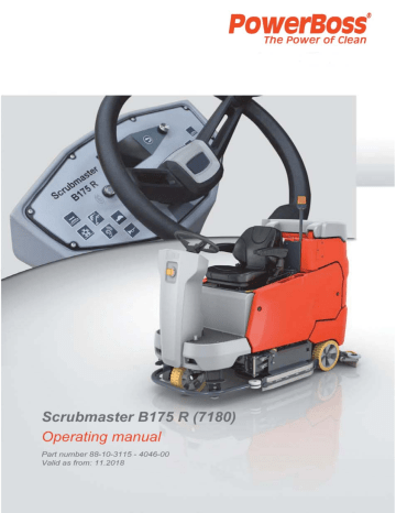 Labels on the pre-sweep suction unit. PowerBoss Scrubmaster B175 R ...