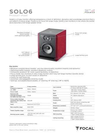 Focal Solo6 Specification sheet | Manualzz