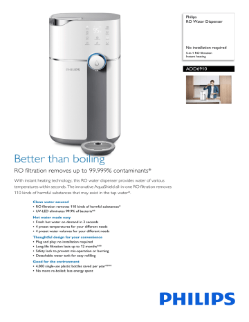 Philips ADD6910/90 RO Water Dispenser Product datasheet | Manualzz