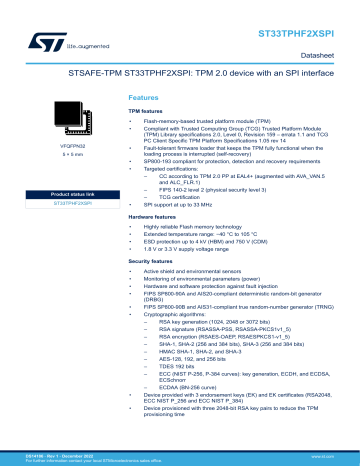 STMicroelectronics ST33TPHF2XSPI Datasheet | Manualzz