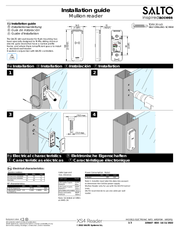 Salto Design XS Wall Reader Owner's Manual | Manualzz