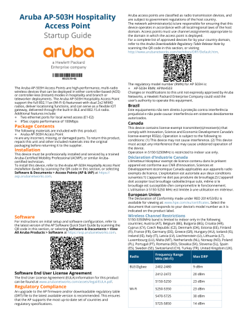 Aruba AP-503H Installation Guide | Manualzz